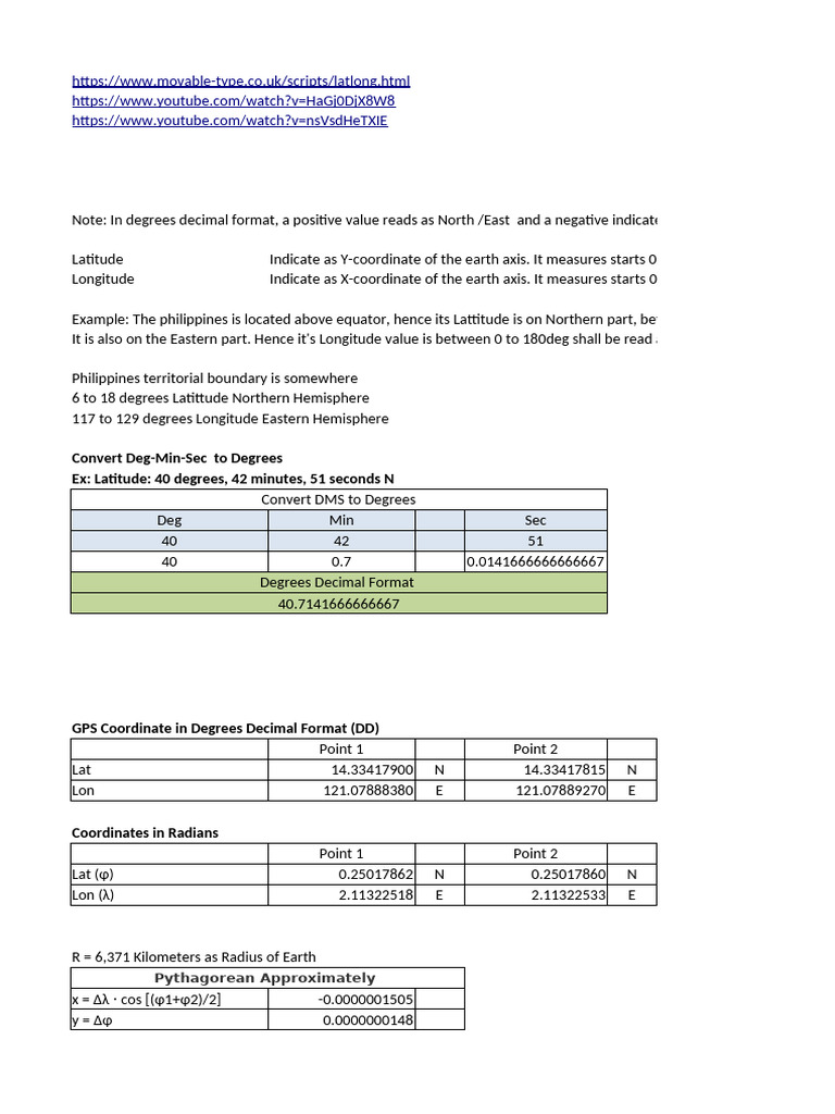 Latitude and Longitude Conversion Guide | PDF | Latitude | Longitude