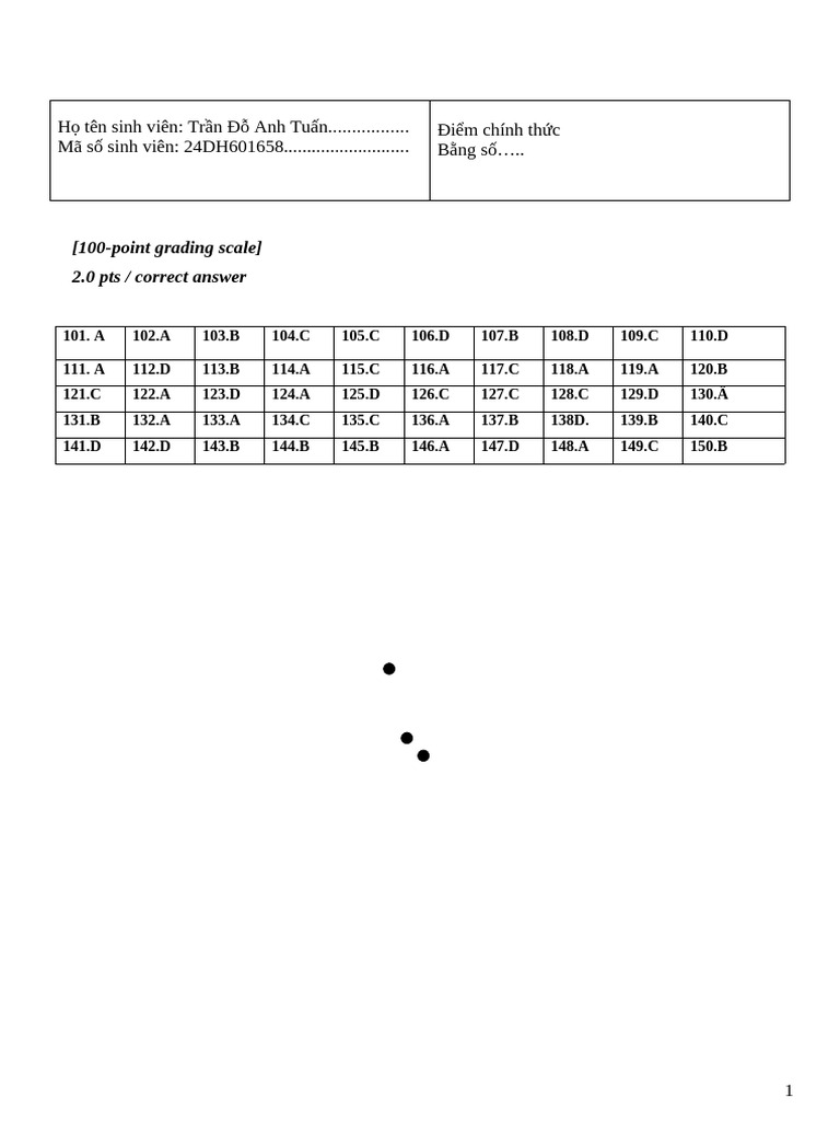 Reading Answer Sheet Assigment 1 | PDF