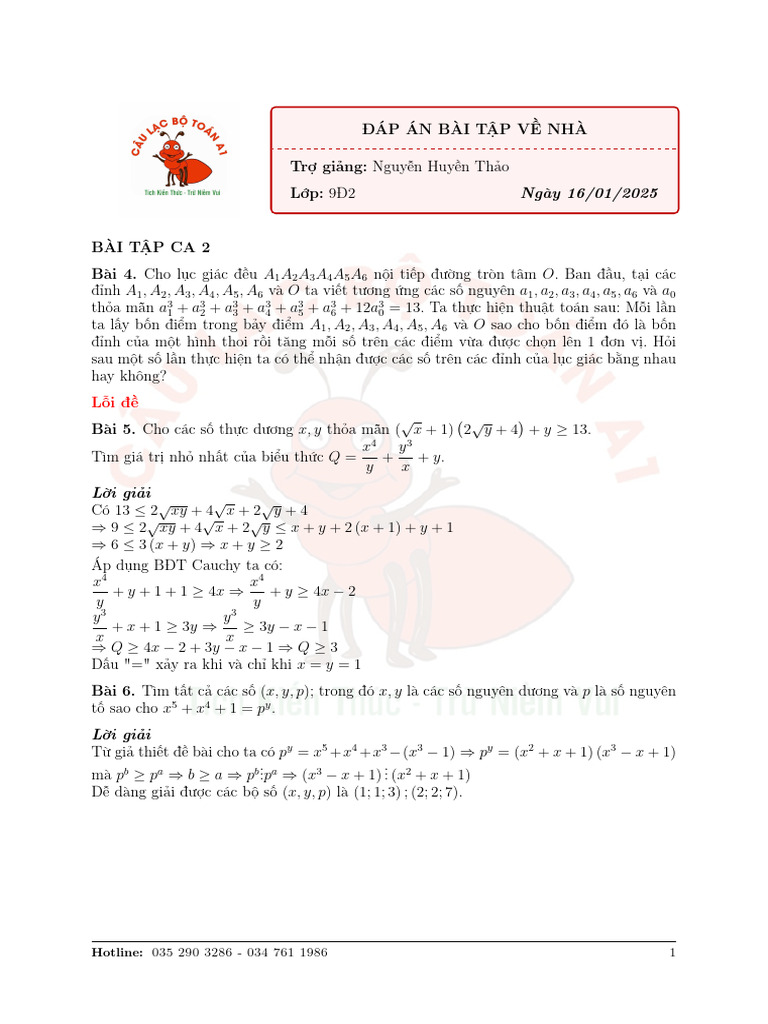 Đáp Án BTVN Bu I 16.01 | PDF