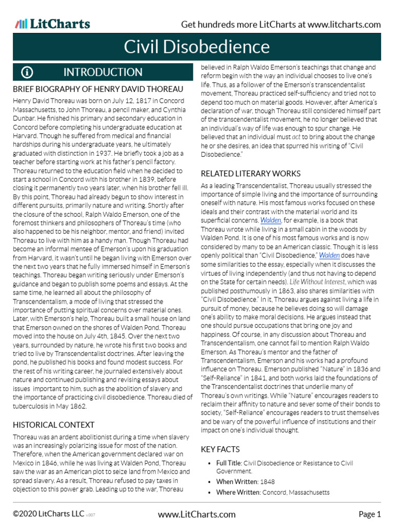 Thoreau's Civil Disobedience Explained | PDF | Civil Disobedience ...