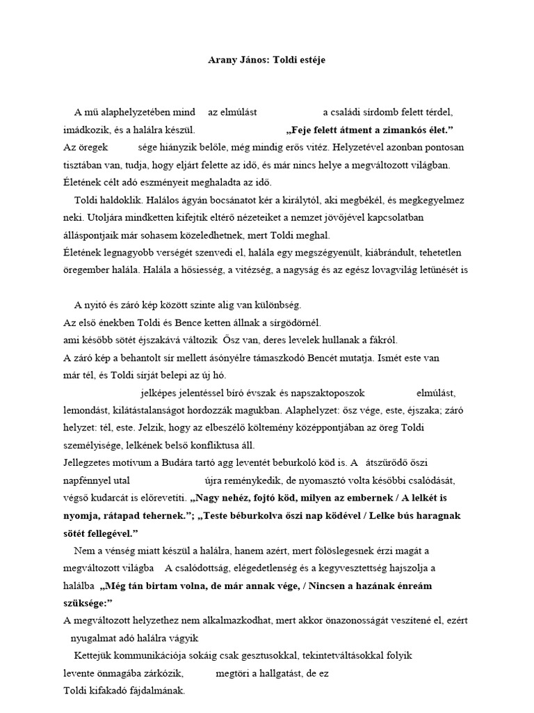 Arany János Toldi Estéje | PDF