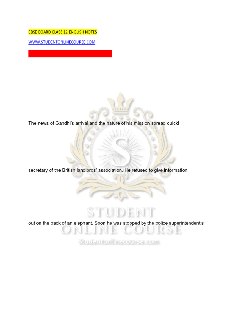 CBSE Class 12 English: Indigo Summary | PDF | Mahatma Gandhi | British Raj