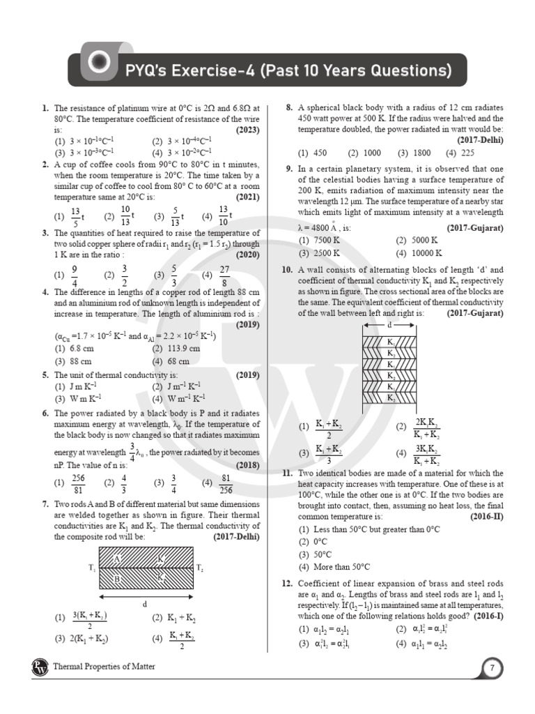12 - Thermal Properties - PYQ | PDF | Heat Transfer | Metrology