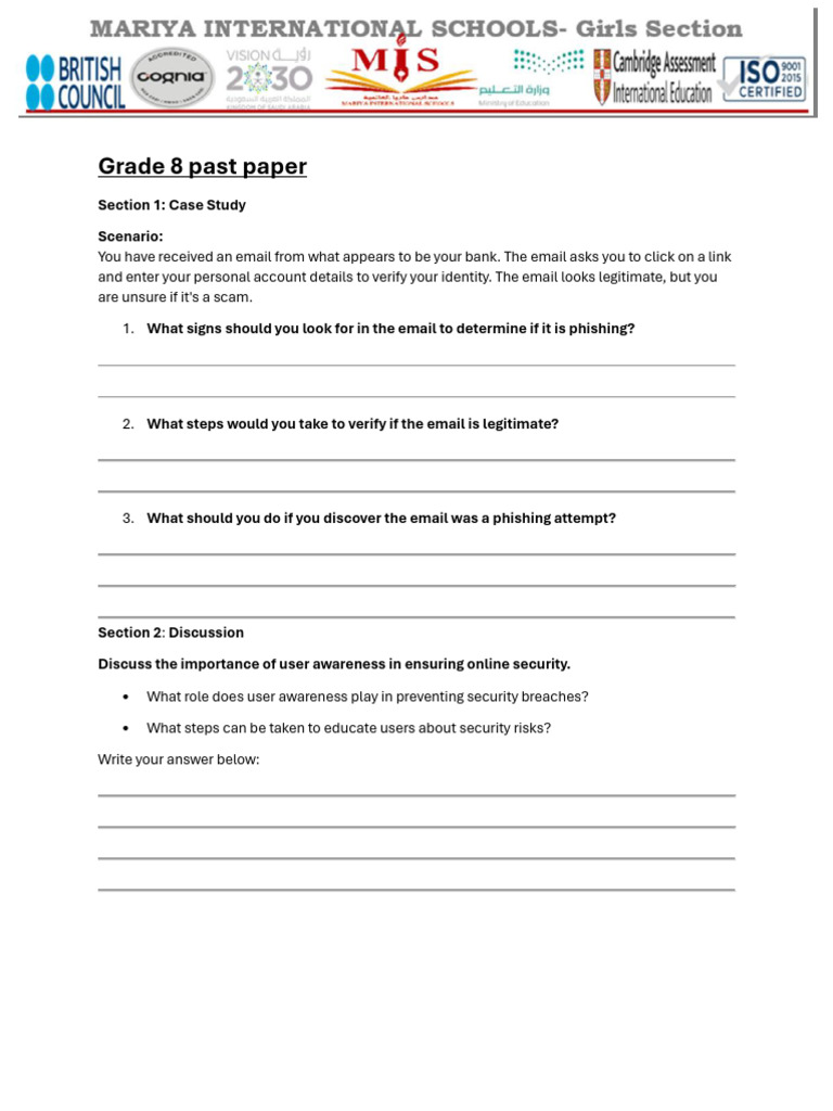 Grade 8 Past Paper1 | PDF