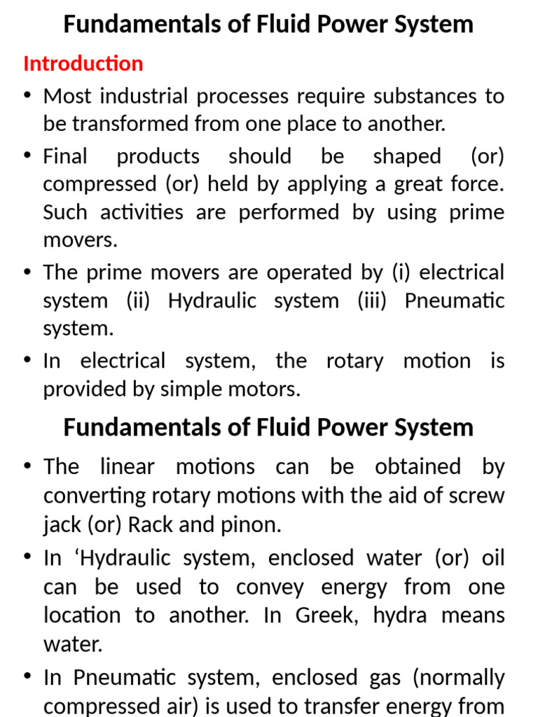 Fluid Power Systems PPT-1-1 | PDF | Actuator | Liquids