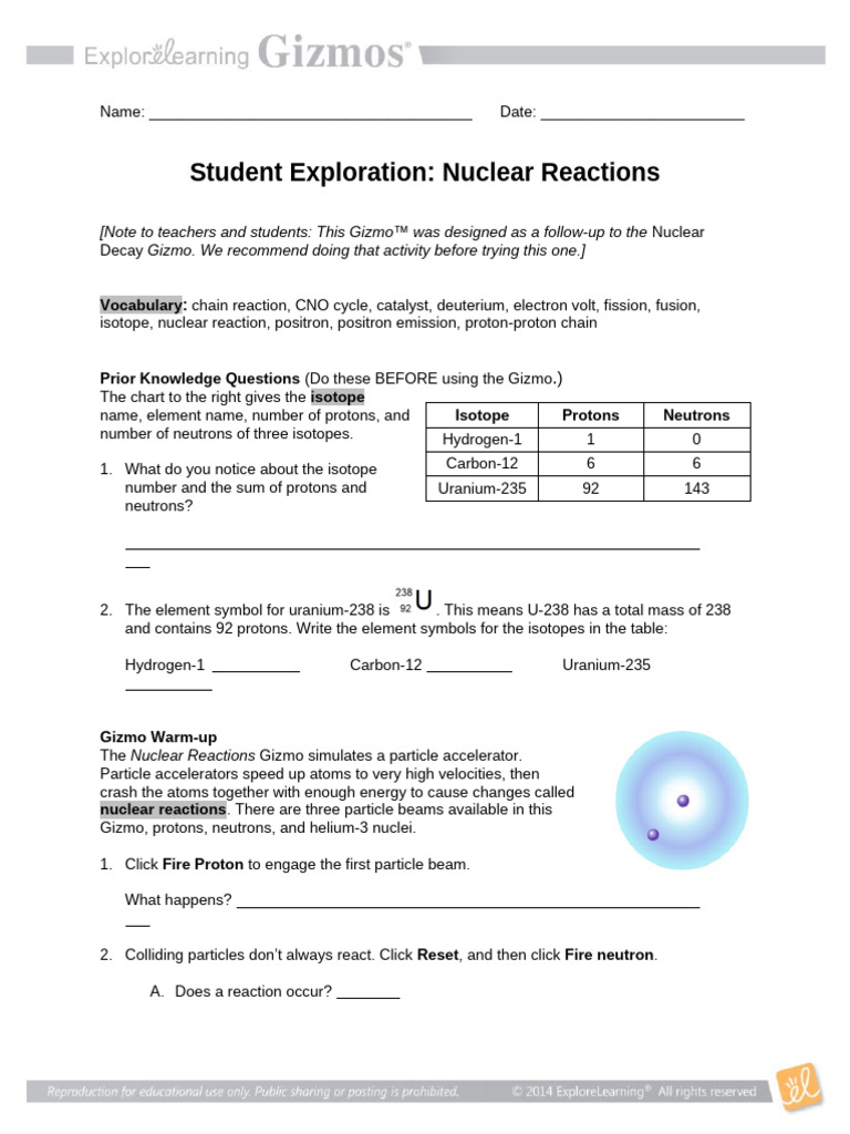 Nuclear Reactions Simulation Guide | PDF | Proton | Neutron
