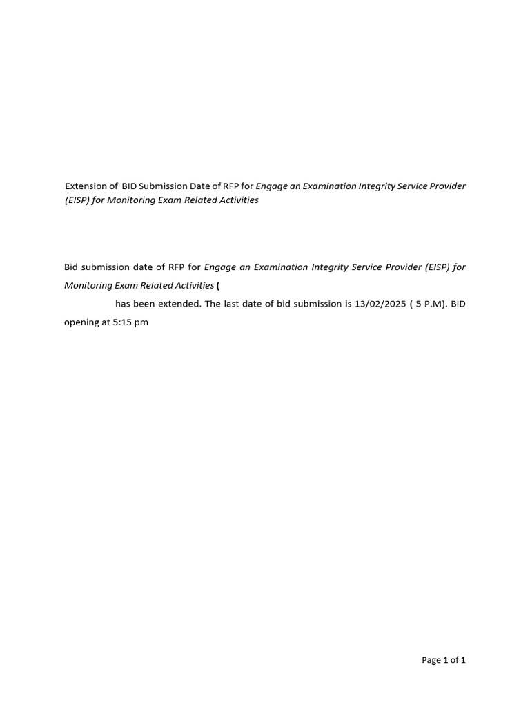 Extended Bid Deadline for EISP RFP | PDF