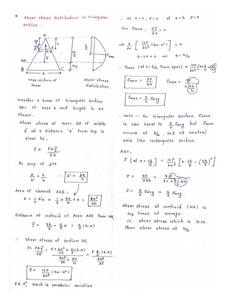 Shear Stress Distribution in Triangular Sections | PDF | Mechanics ...