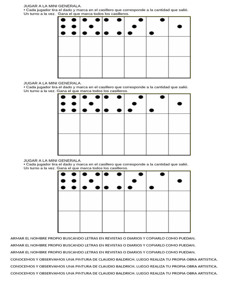 JUGAR A LA MINI GENERALA | PDF