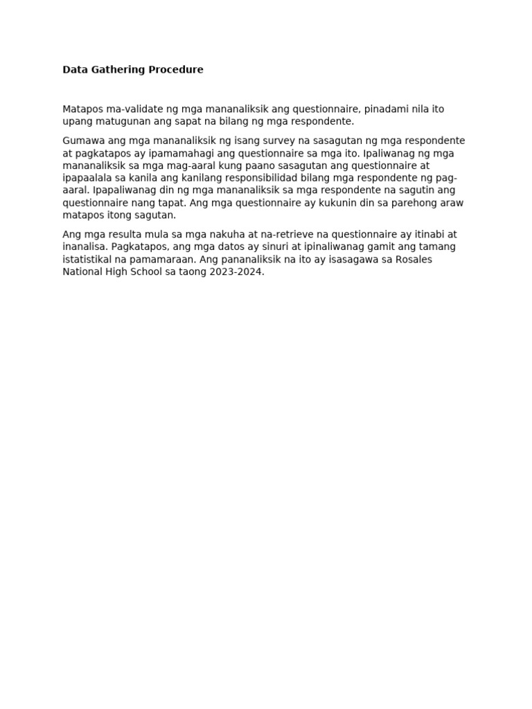 Data Gathering Procedure CH 3 | PDF