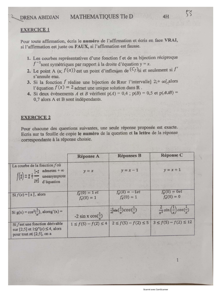 Maths Tle D Essai Provincial | PDF