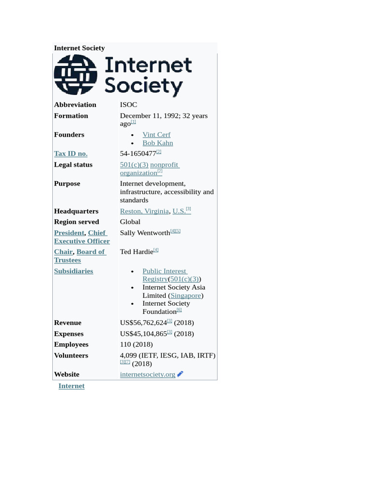 Internet Society Overview and Mission | PDF