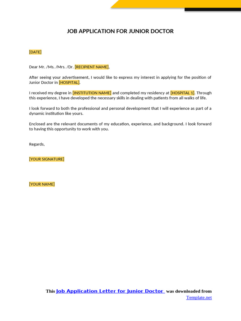 Junior Doctor Job Application Template | PDF