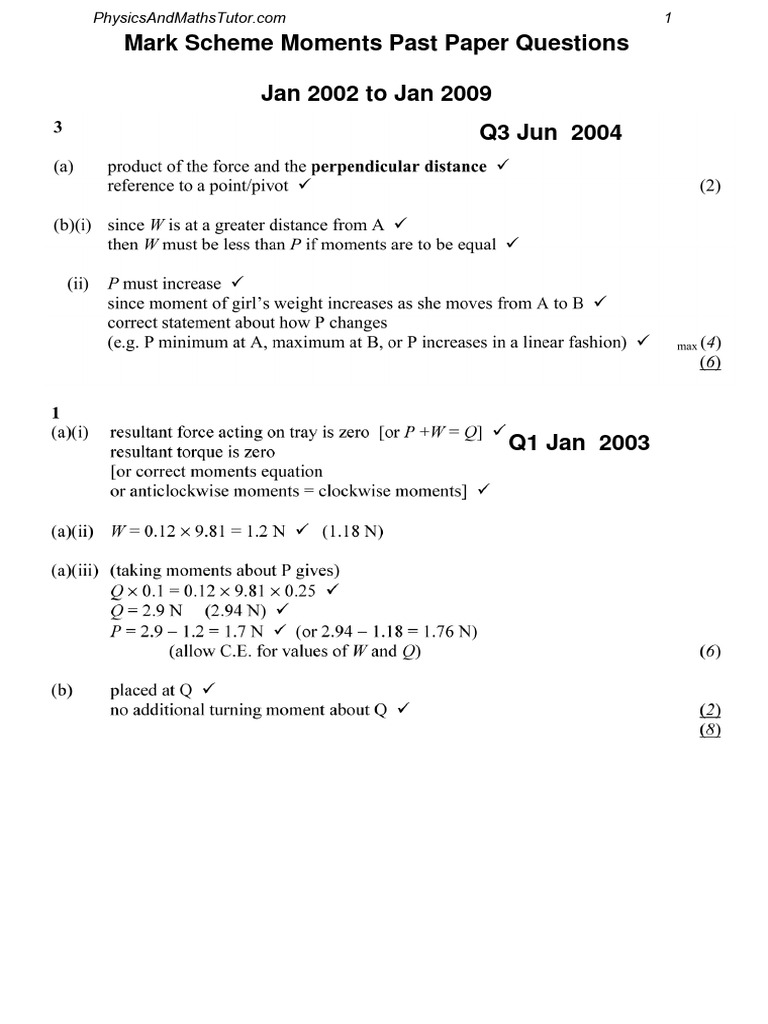 Past Paper Questions Mark Scheme 2002-2009 | PDF