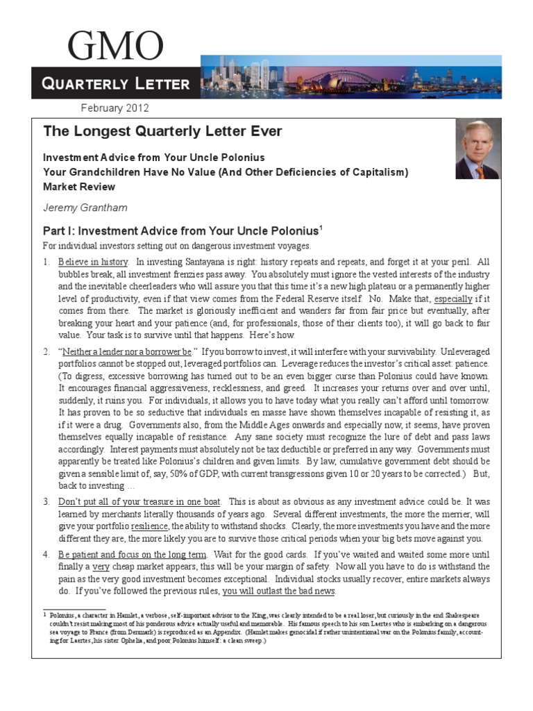 The Longest Quarterly Letter Ever-Jeremy Grantham-February 2012 | PDF