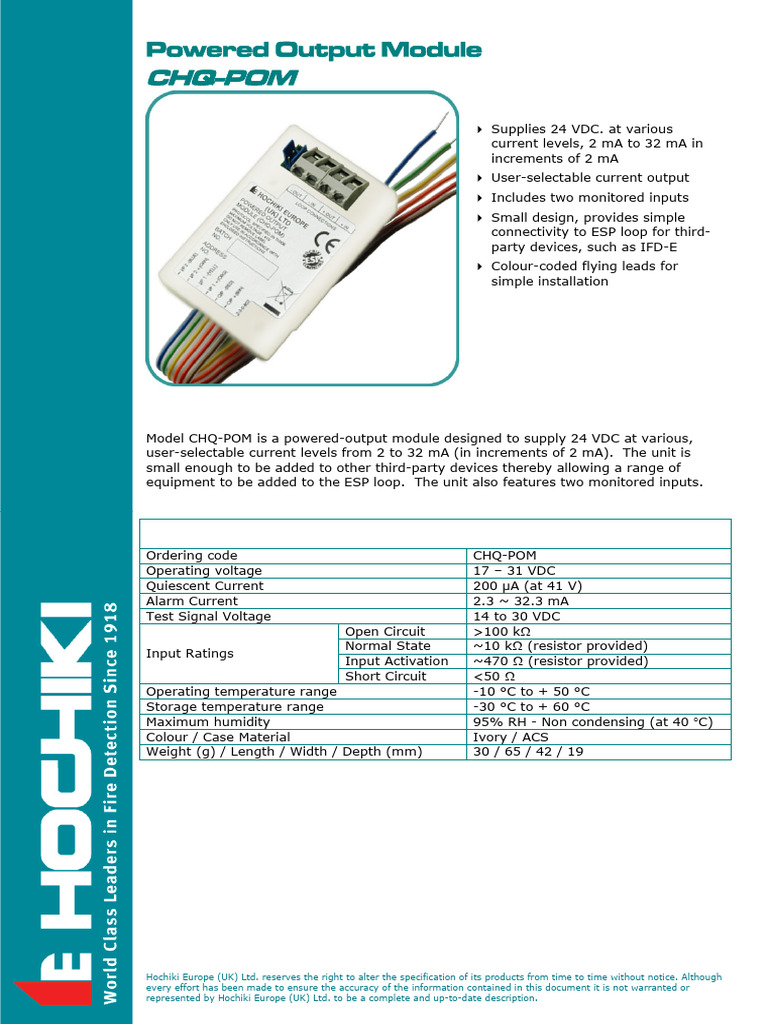 CHQ POM Product Specification | PDF | Manufactured Goods | Analog Circuits