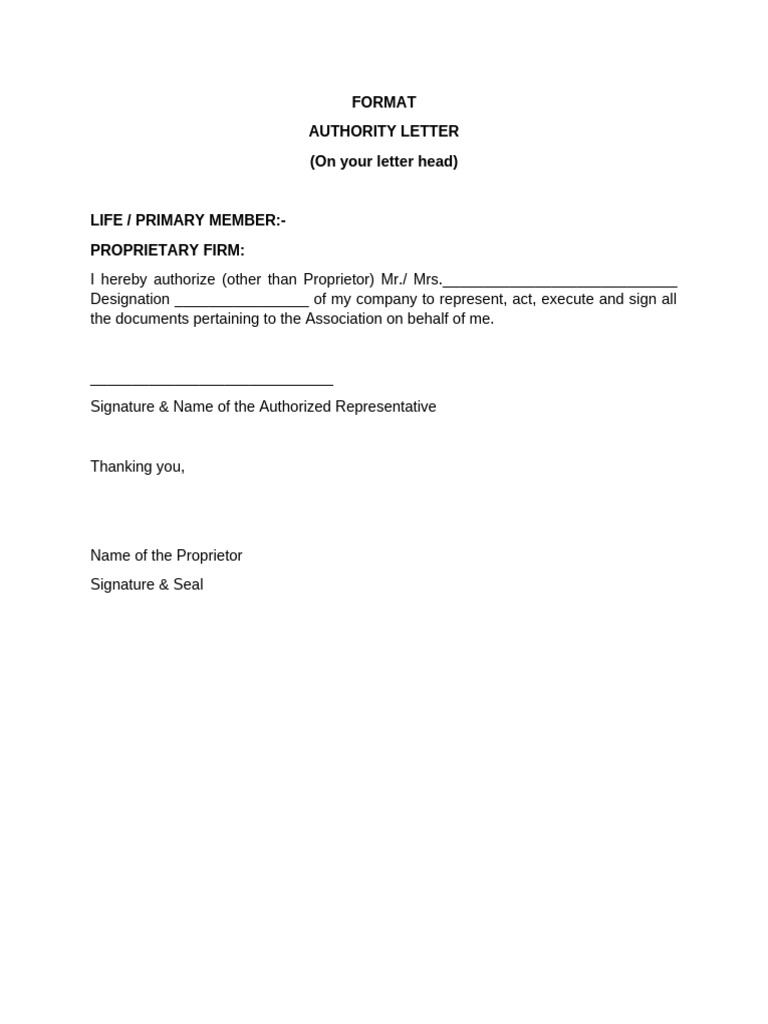 Authority Letter Template for Firms | PDF