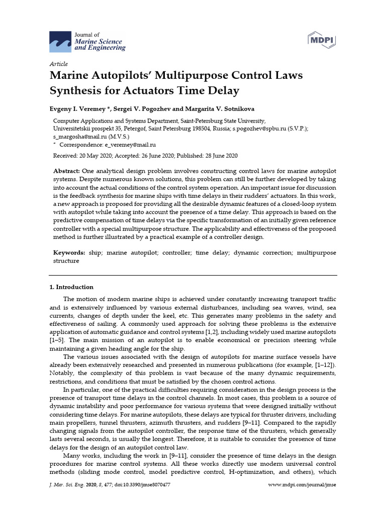 Marine Autopilots Multipurpose Control Laws Synth | PDF | Control Theory | Matrix (Mathematics)