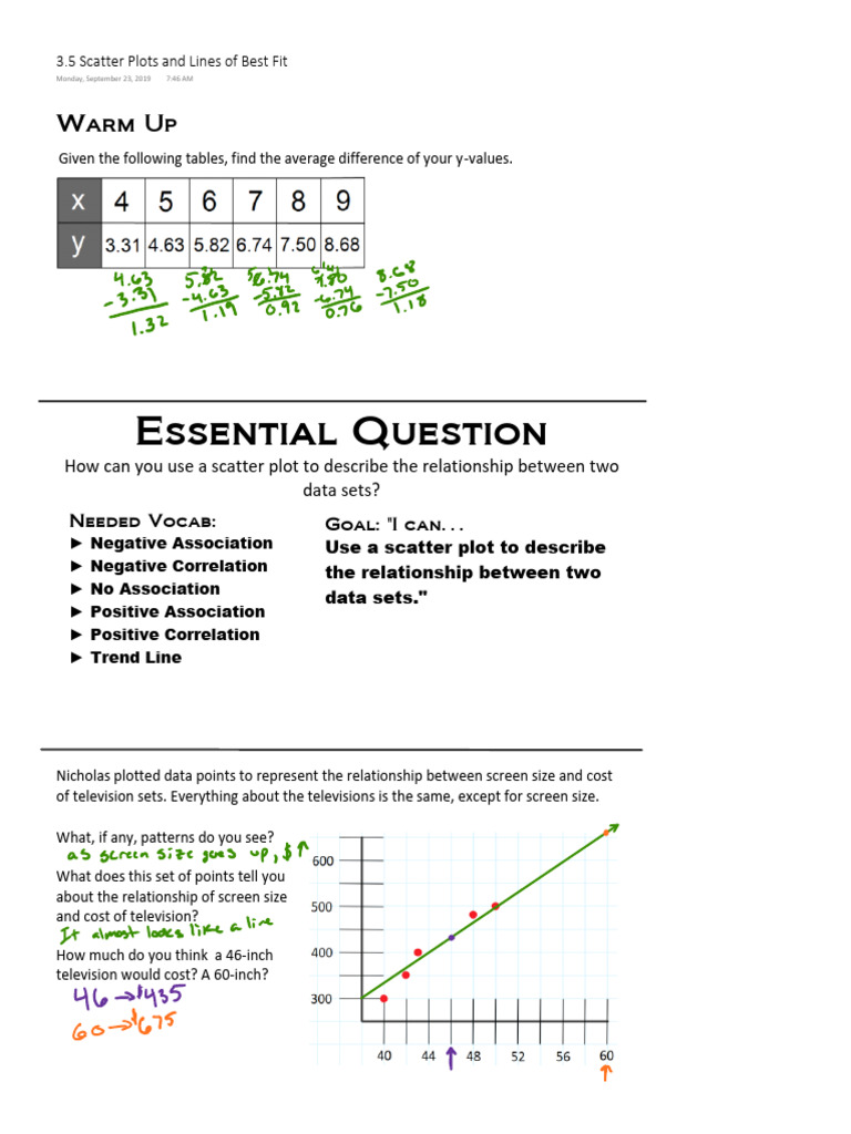 3.5_scatter_plots_and_lines_of_best_fit | PDF | Scatter Plot
