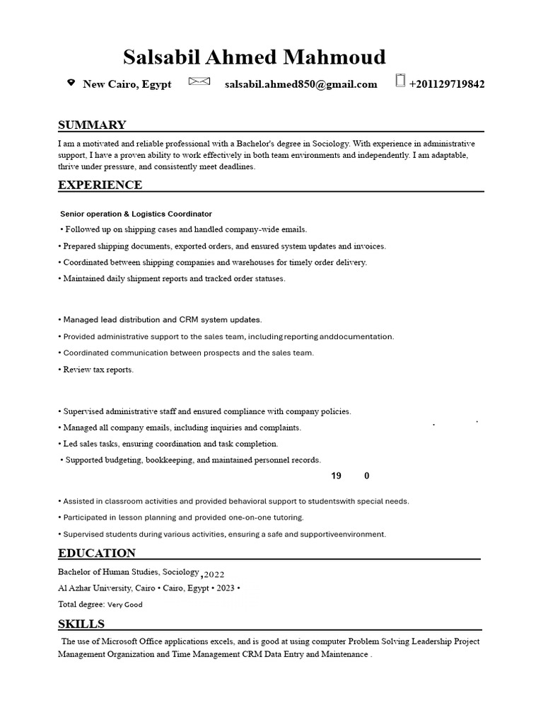CV salsabil final | PDF