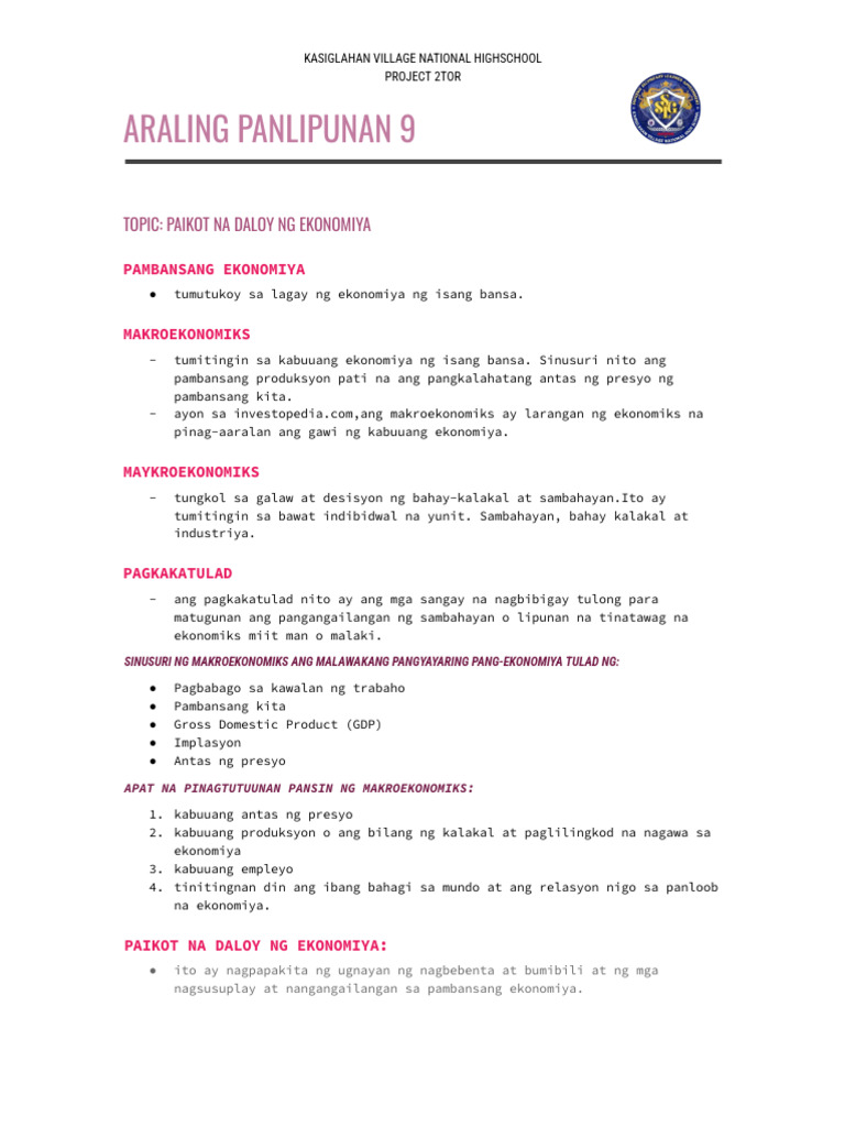 Araling Panlipunan 9 | PDF