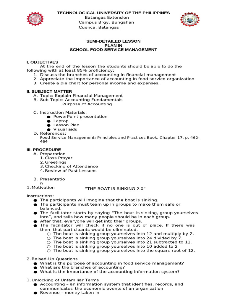 LP - Food Service Financial Management | PDF | Expense | Accounting