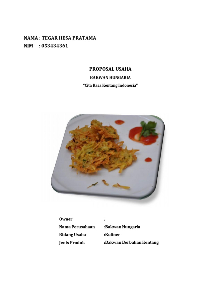 Proposal Bisnis - Tegar Hesa Pratama | PDF