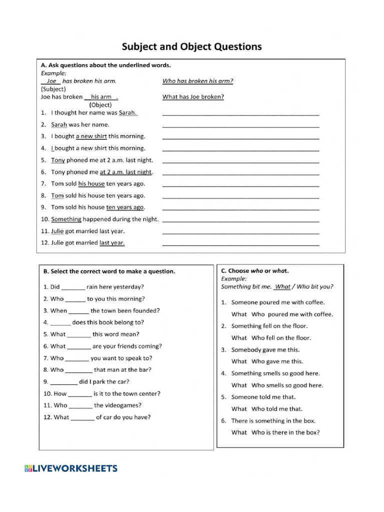 Subject Worsheet | PDF