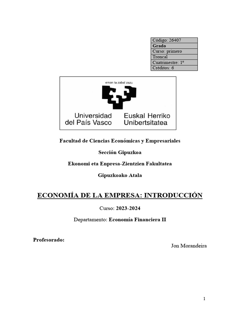 Material Eei 2023 24 | PDF | Business | Ciencias económicas