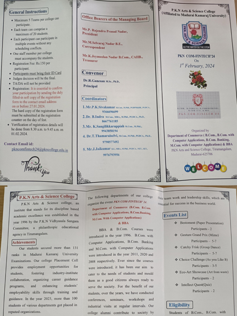 PKN Arts and Science College ICM INVITATION | PDF