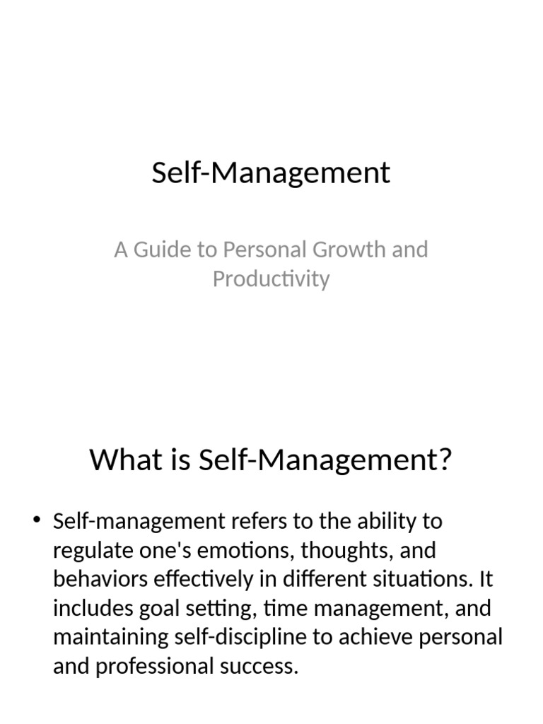 Self Management Presentation | PDF
