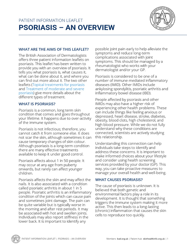 Psoriasis An Overview PIL Aug2023 | PDF | Psoriasis | Topical Medication