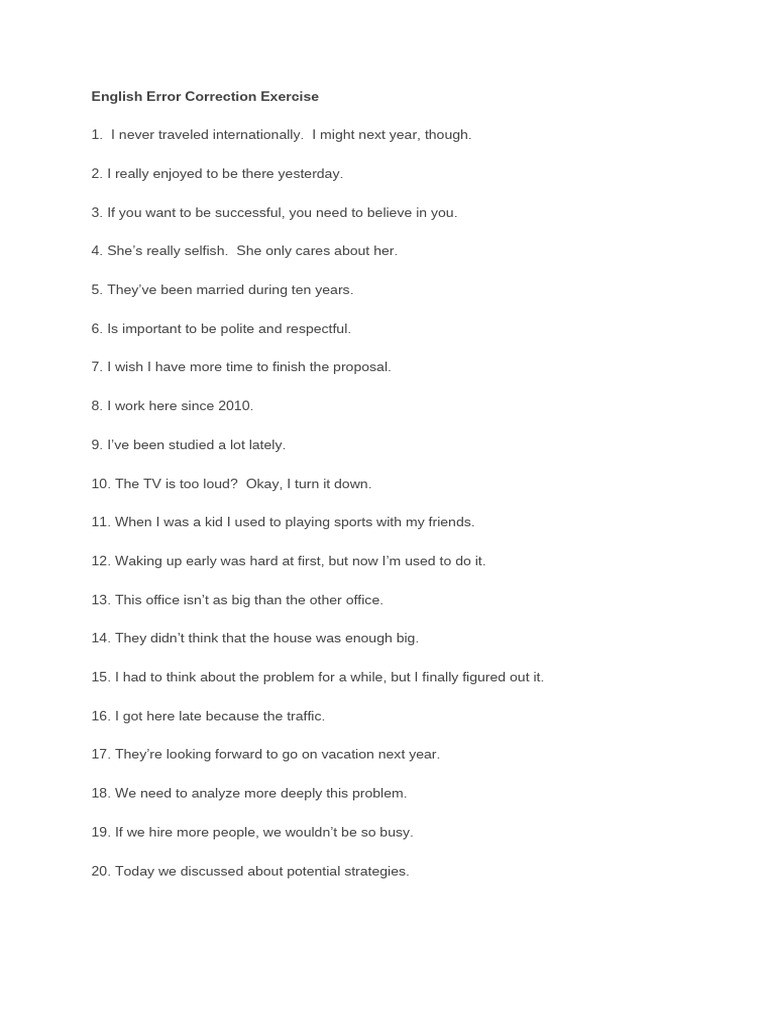 Error Correction Exercise | PDF