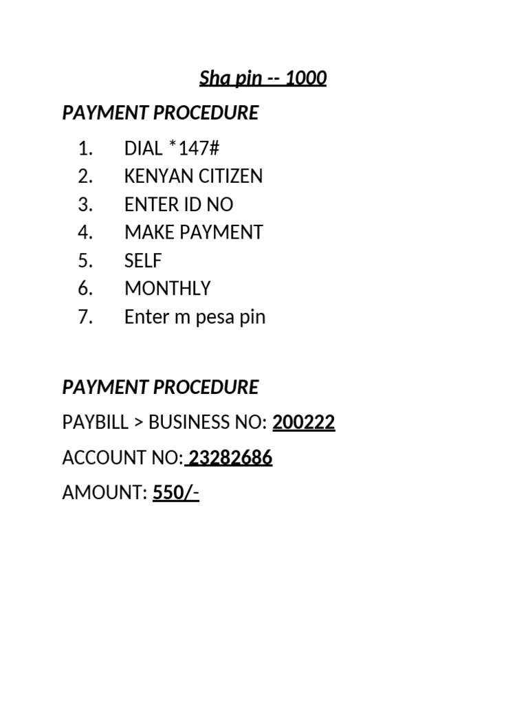 Sha Payment Procedure | PDF