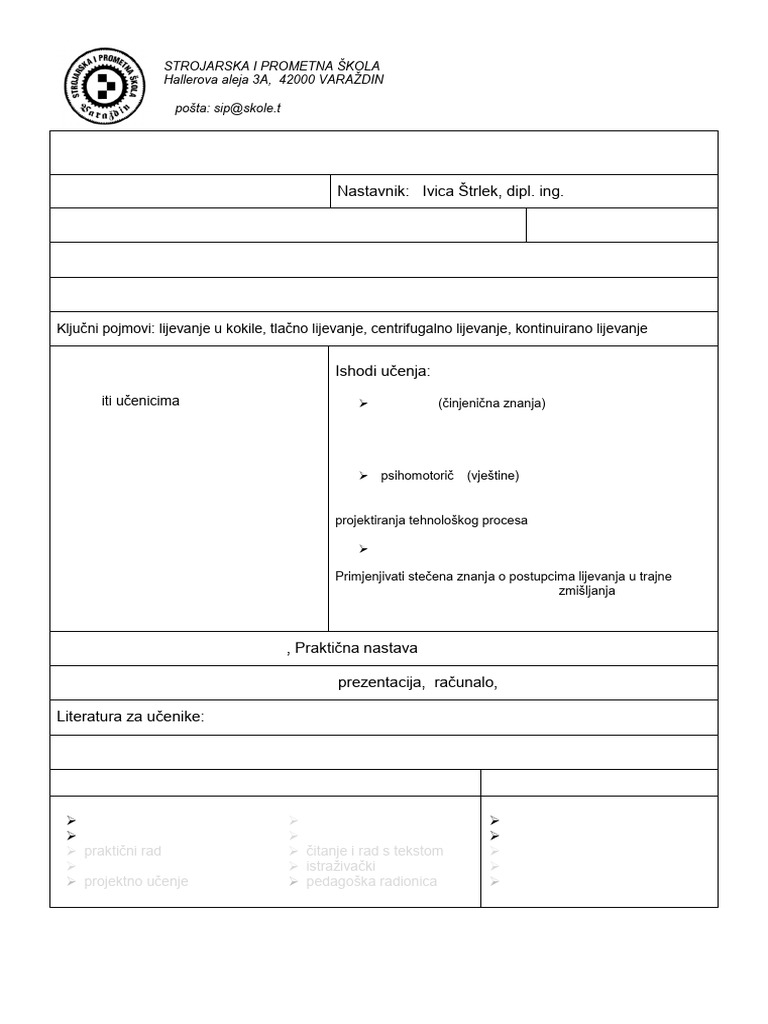 Postupci Lijevanja U Trajne Kalupe | PDF