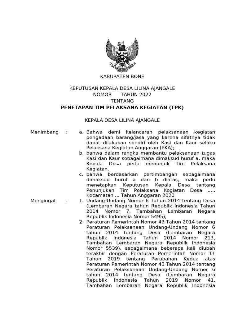 Contoh SK TPK 2023 OK | PDF