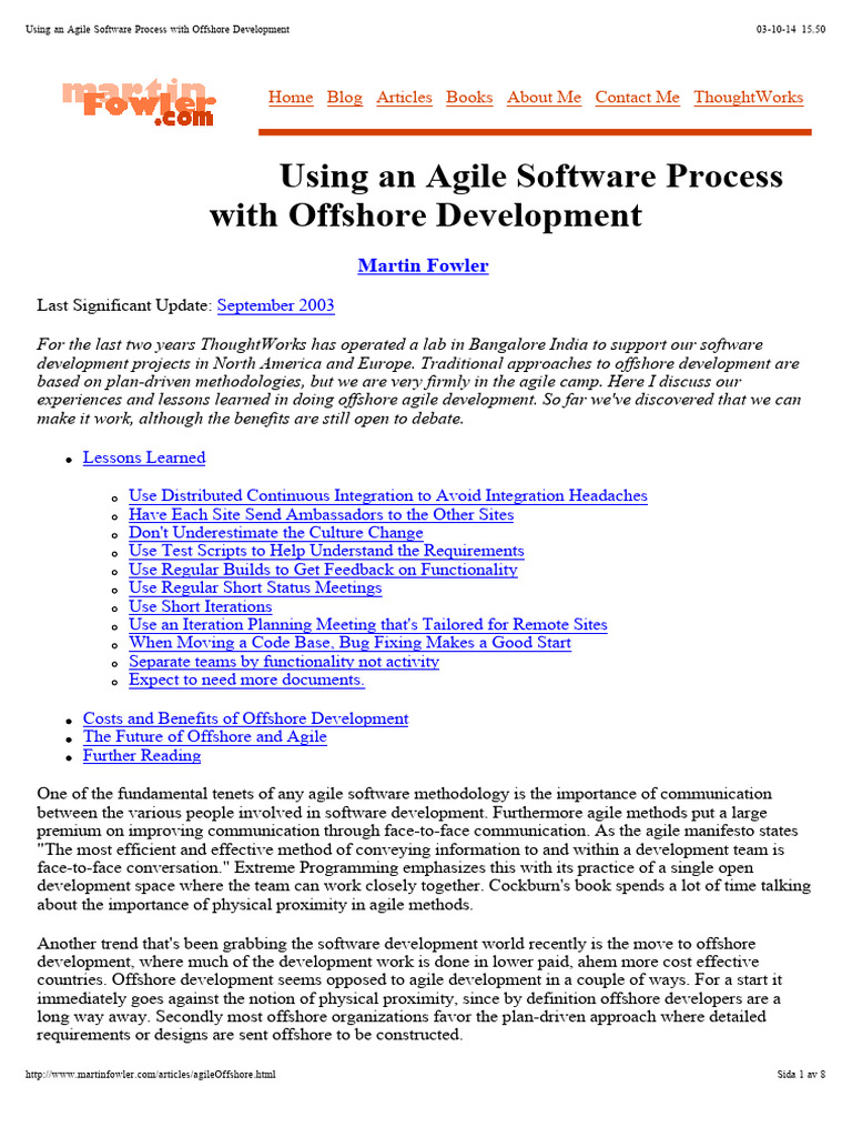 Fowler | PDF | Agile Software Development | Software Development Process