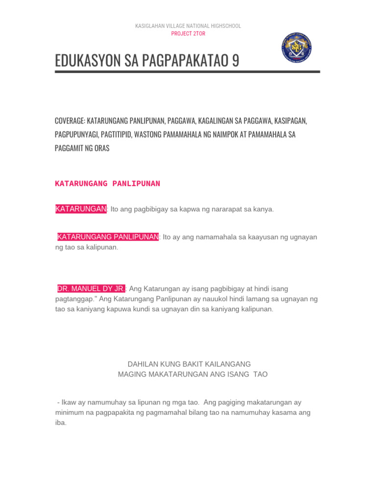 Esp 9 3RD Quarter-1 | PDF