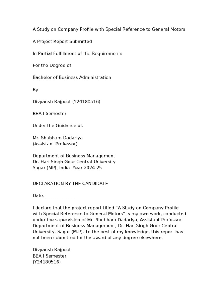 General Motors Company Profile Study | PDF | General Motors | Electric ...