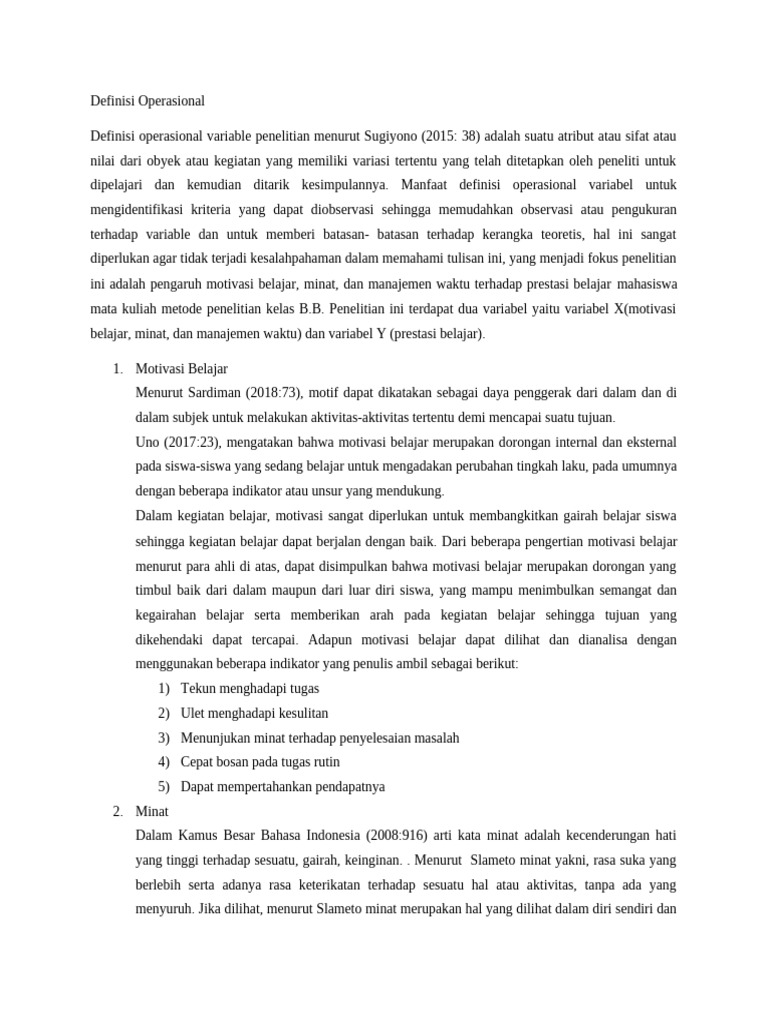 Definisi Operasional | PDF
