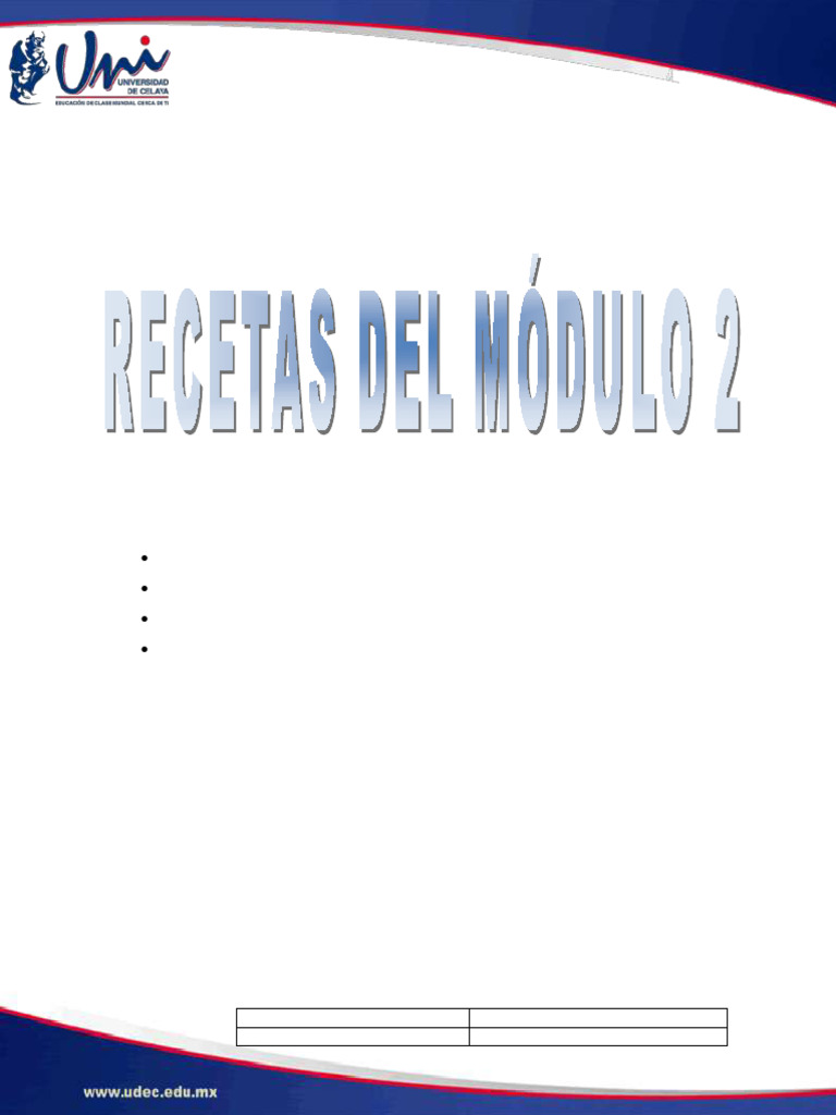 Recetas Del Módulo 2 | PDF | Preparación de comida y bebida | Comida y bebida