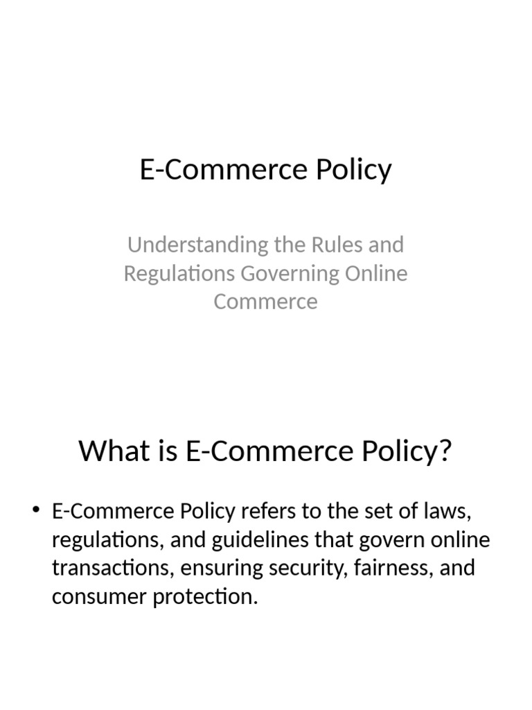 E-Commerce Policy | PDF