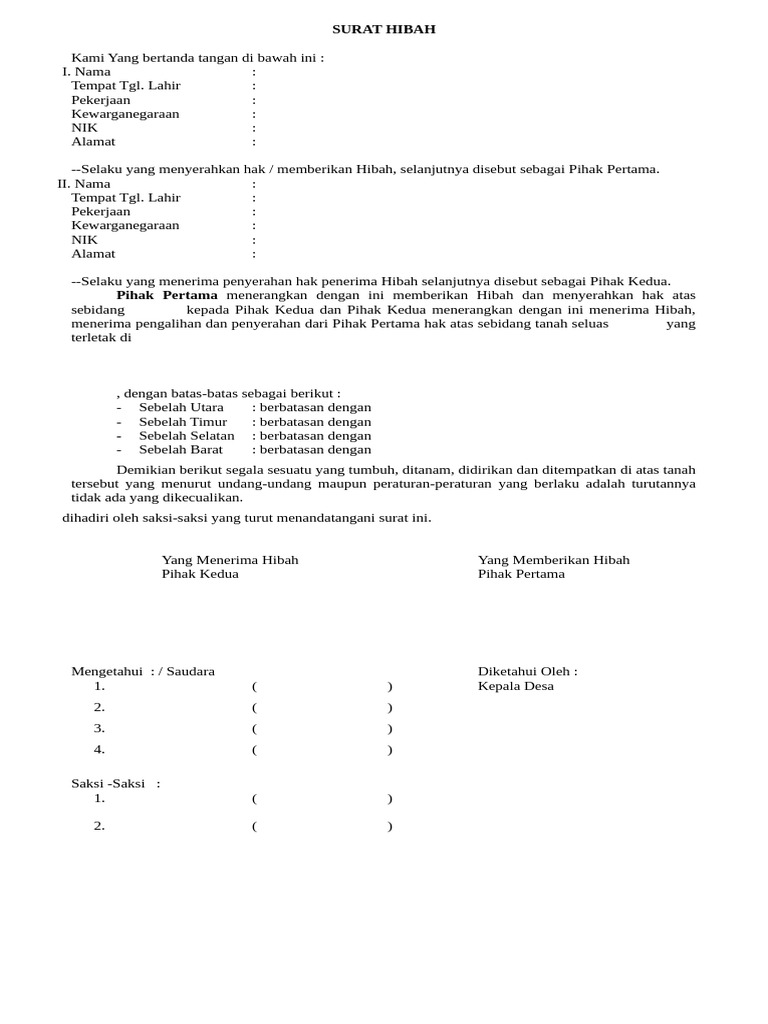 Format Surat Hibah | PDF