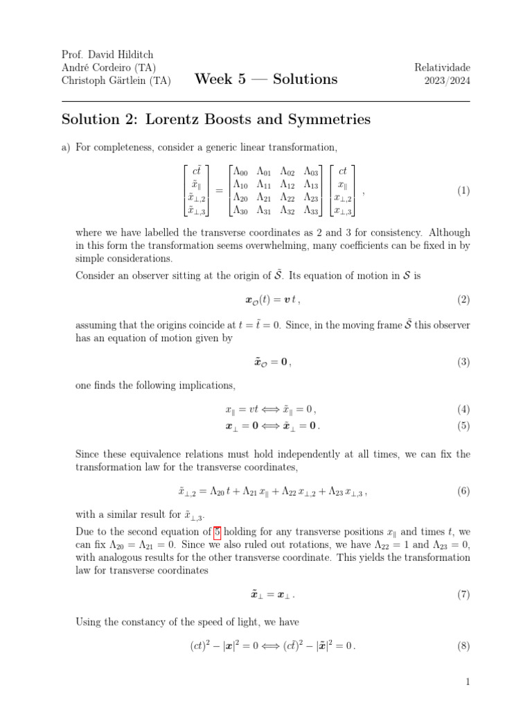 Week5 Sol Pdf Spacetime Theoretical Physics