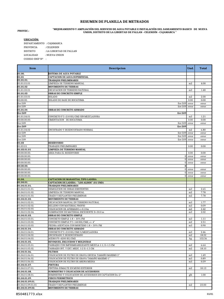 METRADOS AGUA DE I.E | PDF | Tubería (transporte de fluidos) | Ingeniería de Edificación
