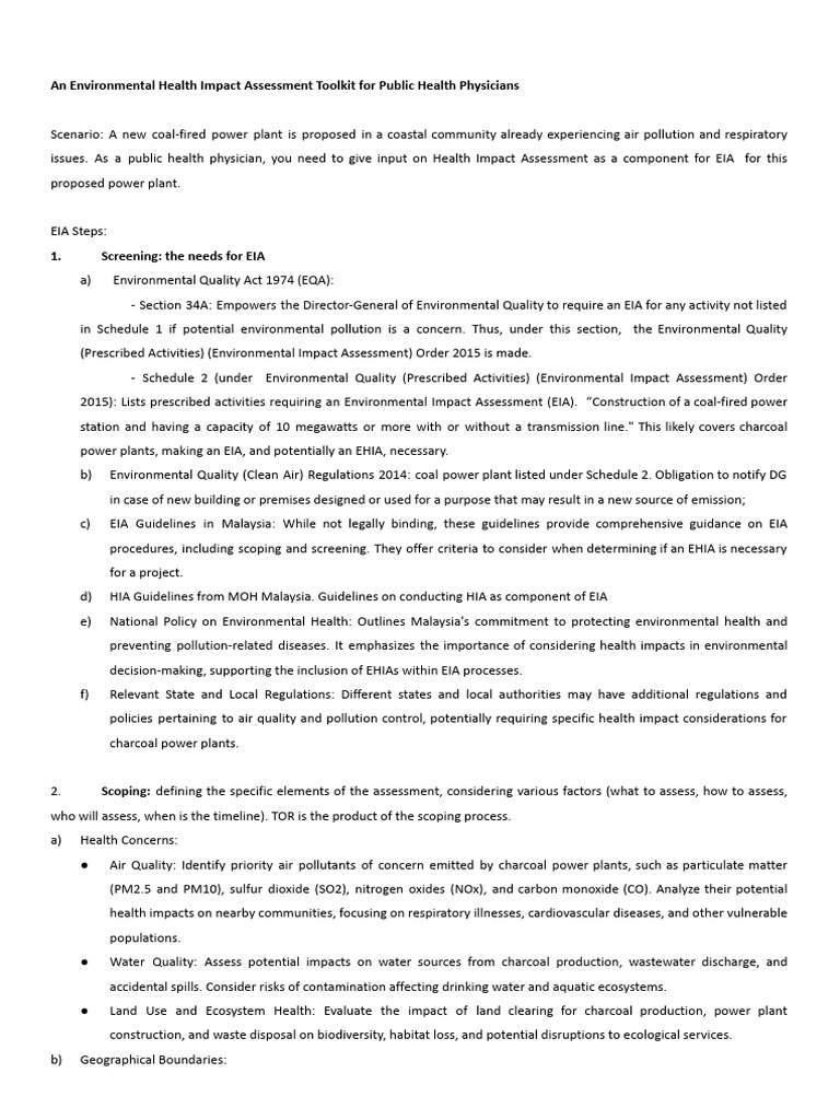 An Environmental Health Impact Assessment Toolkit.docx | PDF | Air ... An Environmental Health Impact Assessment Toolkit.docx | PDF | Air ...