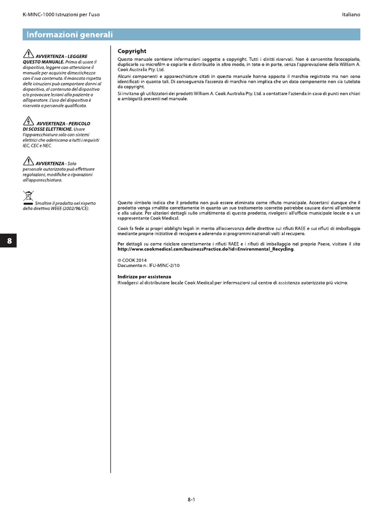 Incubatore Cook Medical IFU-MINC-2 - V10 | PDF