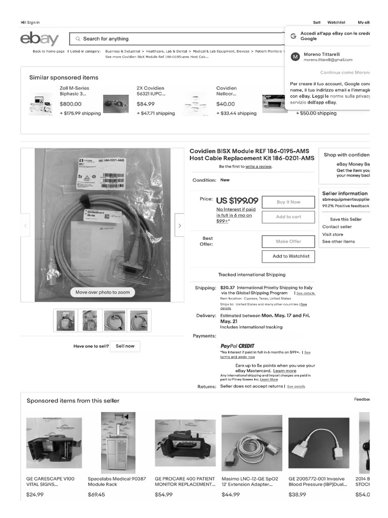 Covidien BISX Module REF 186-0195-AMS H... Le Replacement Kit 186-0201 ...