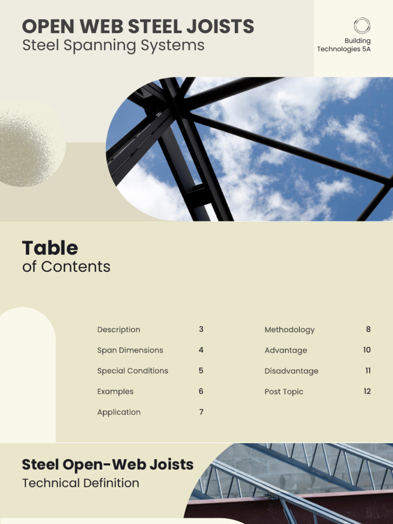 Open Web Steel Joists Overview | PDF | Truss | Structural Engineering
