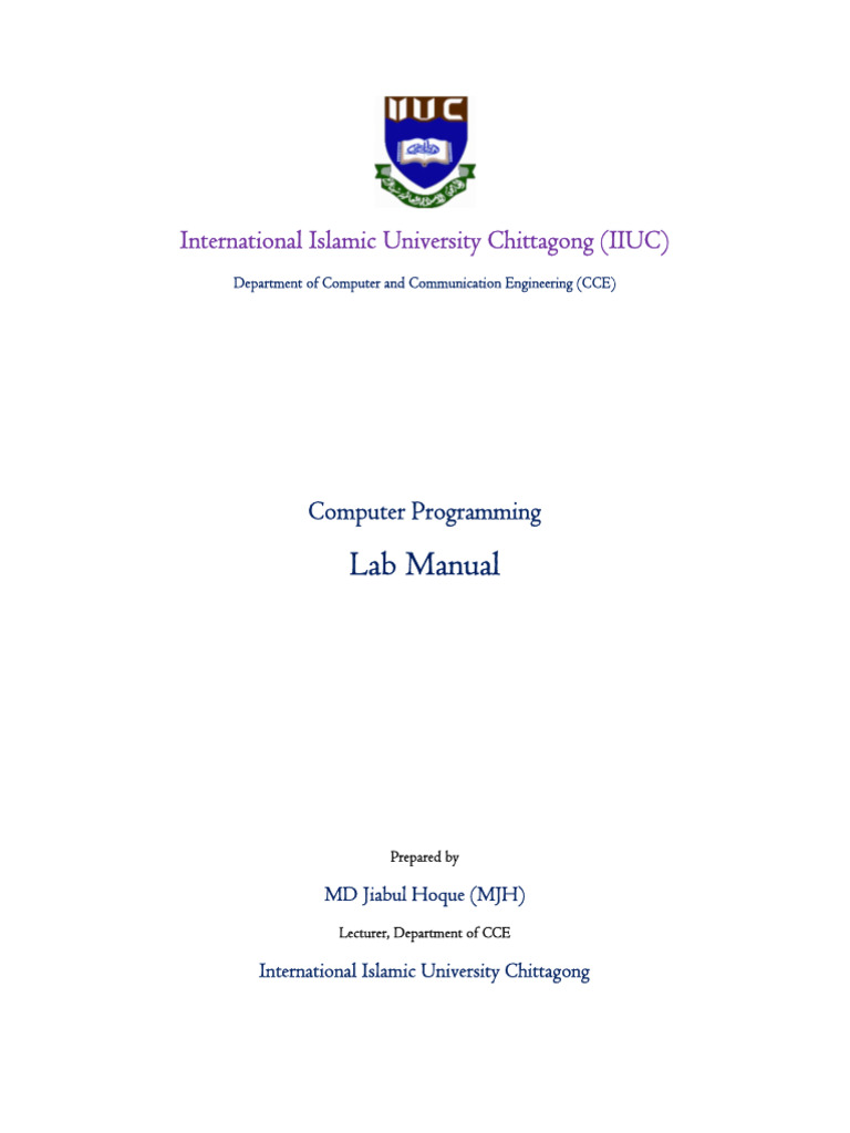 Labmanual Cce1106 Mjh v2 | PDF | Integer (Computer Science ...